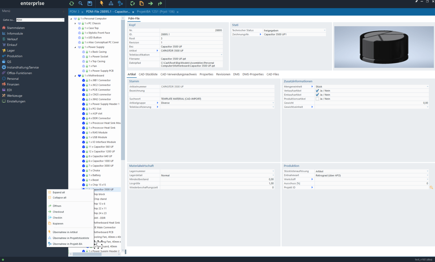 CAD-Integration im ERP-System - TimeLine ERP