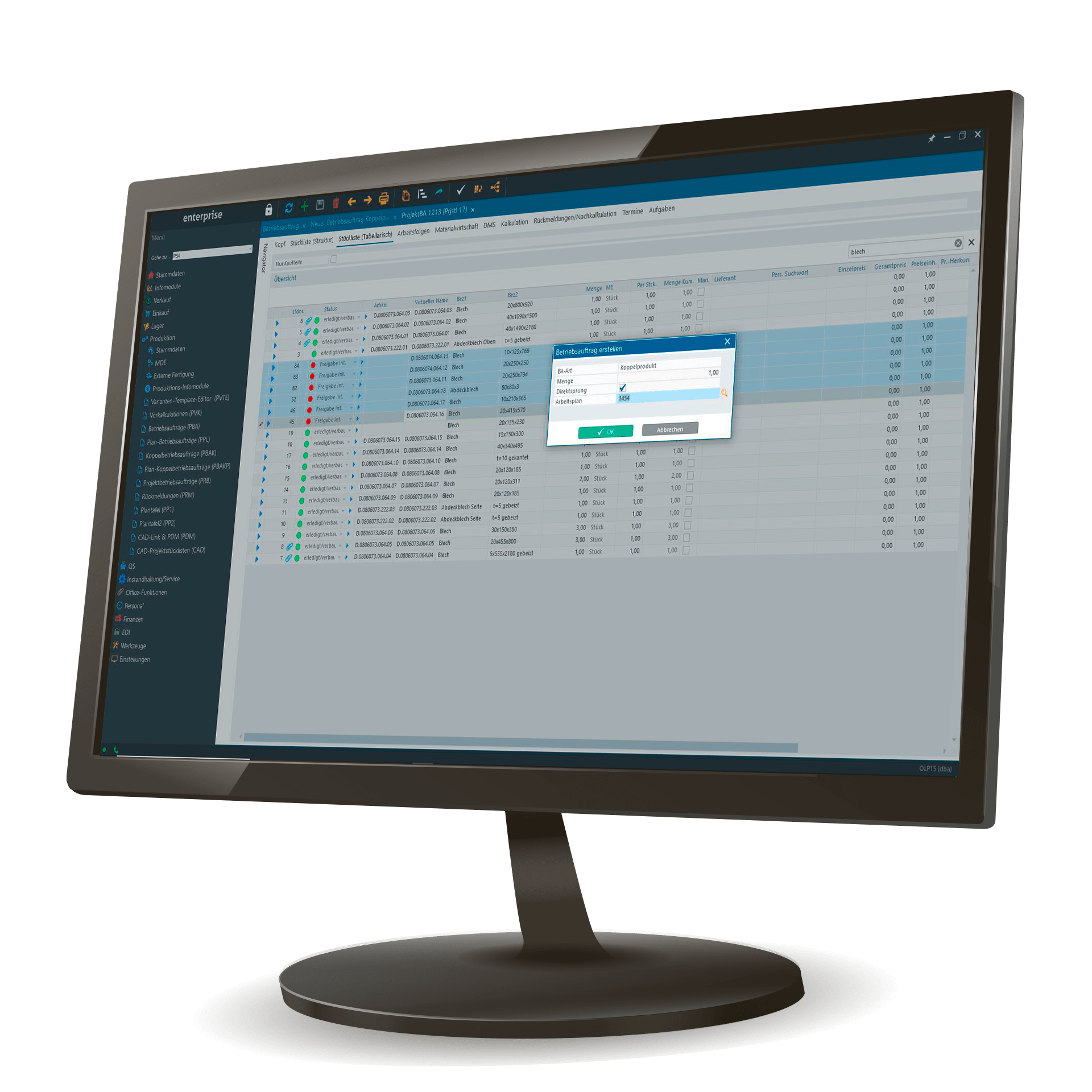mechanical and plant engineering - ERP industry solution - TimeLine